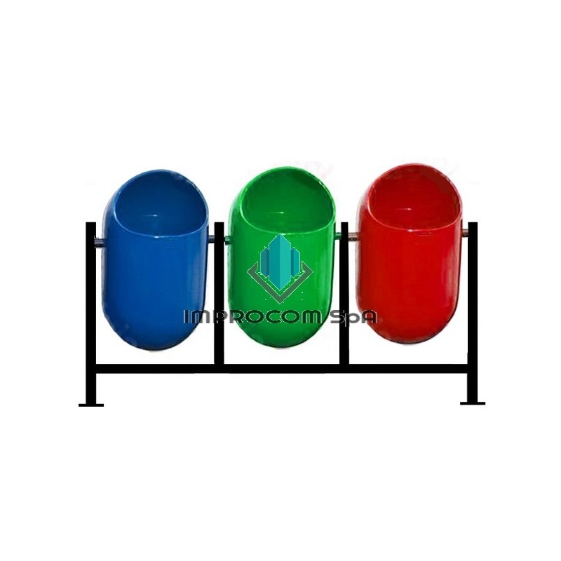 BASURERO OVALADO TRIPLE 150 LITROS - Improcom SpA