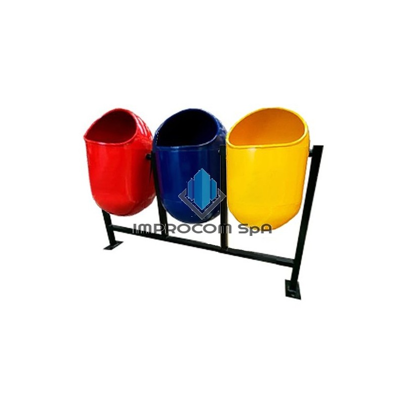 BASURERO OVALADO TRIPLE 150 LITROS - Improcom SpA