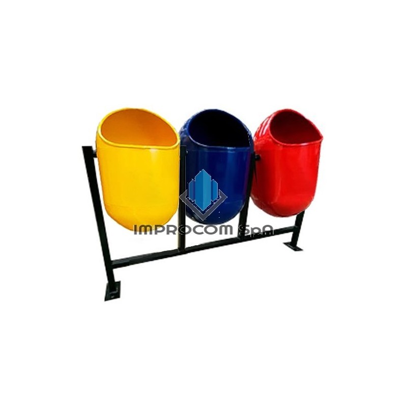 BASURERO OVALADO TRIPLE 150 LITROS - Improcom SpA